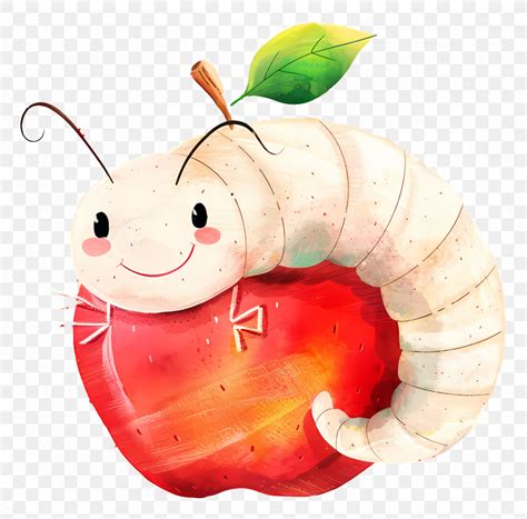 Apple With Worm Cute Cartoon Worm In A Red Apple Png 3132x3088px Apple With Worm