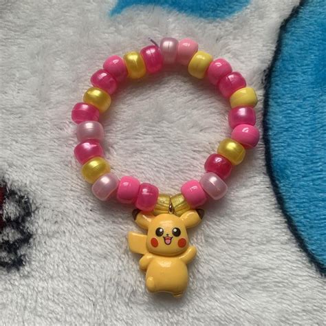 Pikachu Kandi Bead Bracelet Stretchy Elastic Free Depop