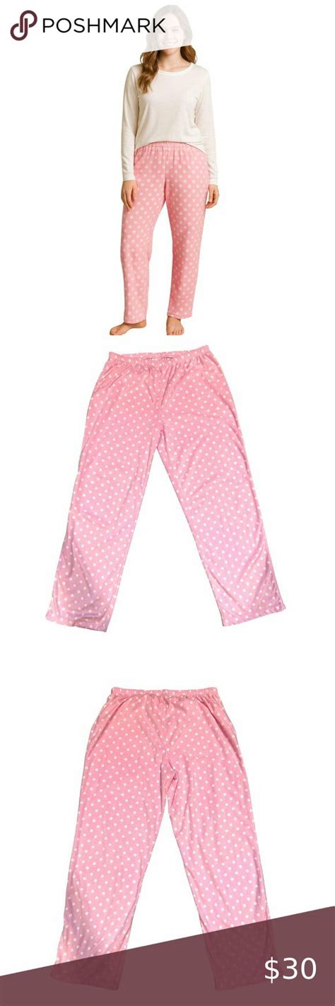 Adonna Sleepwear Pink Polka Dot Pajama Pants Size Medium Cozy Fleece