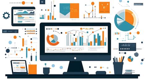 Desktop Workstation With Multiple Charts And Graphs For Data Analysis Premium Ai Generated Image