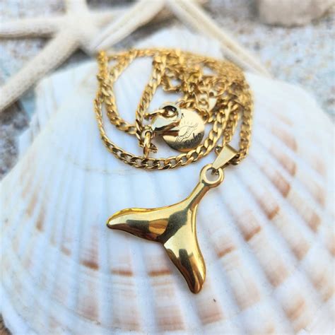 Whale Tail Necklace 18k Gold Water Proof Necklace