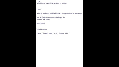 Introduction To The Split Method In Python Python
