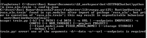 train py error one of the arguements d data u url is required