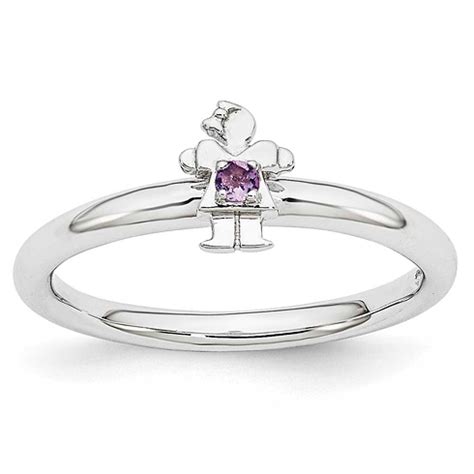 Sterling Silver Stackable Expressions Amethyst Girl Ring Qsk1924