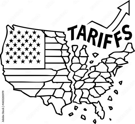 Vector De Stock Import Tariffs Trade Impact Concept Map Of The Usa With The Flag And Tariffs