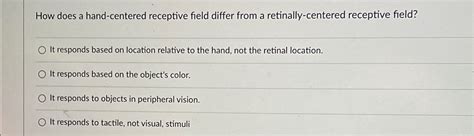 Solved How Does A Hand Centered Receptive Field Differ From