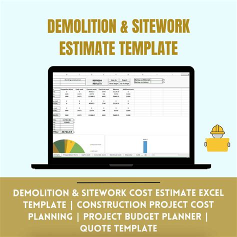 Demolition And Sitework Cost Estimate Excel Template Construction Files