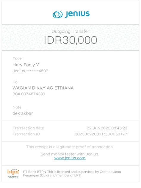 Jenius Ereceipt 202306220001 Dcb58177 Pdf