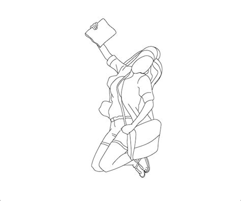 Premium Vector Girl Woman Line Art Vector Drawing