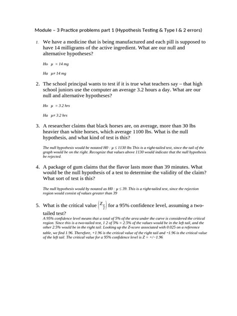Module 3 Part 1 Hypothesis Testing Type I Pdf