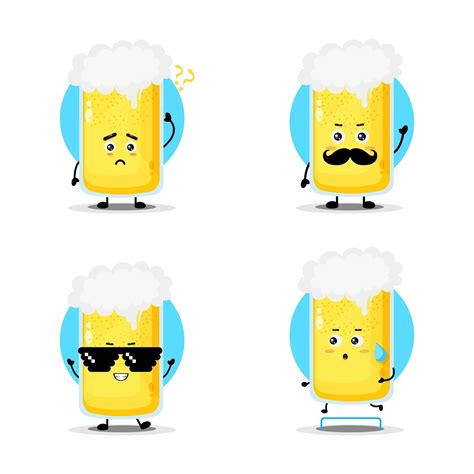 Collection Of Cute Beer Characters 3461363 Vector Art At Vecteezy