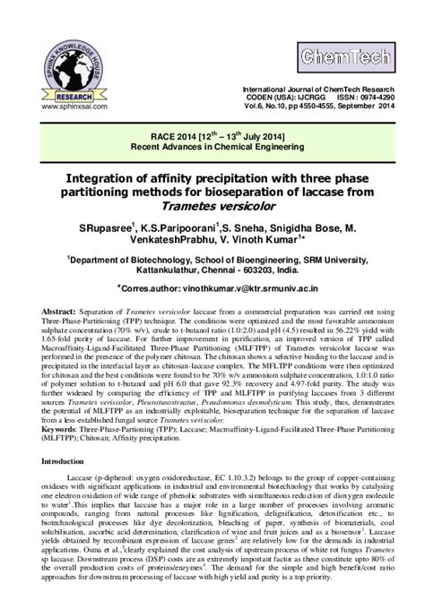 Pdf Integration Of Affinity Precipitation With Three Phase Partitioning Methods For