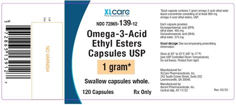 Omega 3 Acid Ethyl Esters Xlcare Pharmaceuticals Inc Fda Package