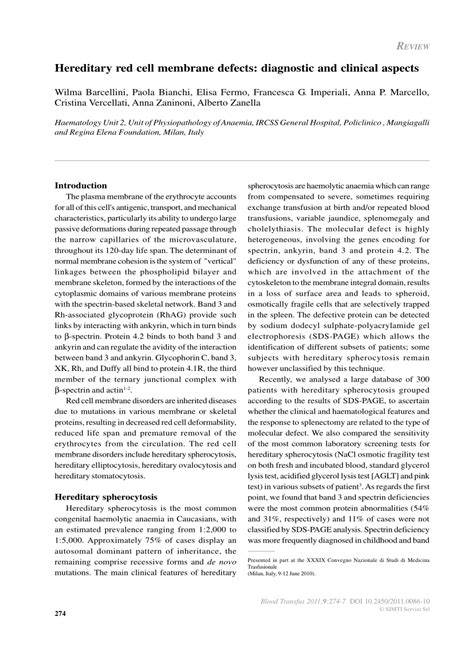 Pdf Hereditary Red Cell Membrane Defects Diagnostic And Clinical Aspects
