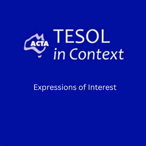 2025 October Tesol In Context Call For Eoi Editors 2026 2028