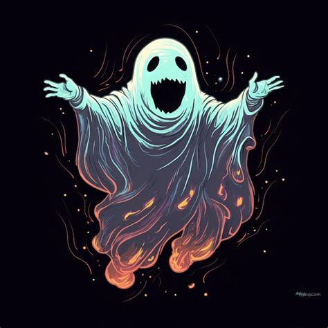 Premium Ai Image Happy Ghost Dancing On A White Background With Colorful Colors Around