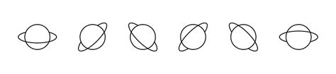 Different Globe Orbits Line Icon Set Isolated On White Background