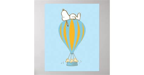 Peanuts Snoopy And Woodstock Hot Air Balloon Poster Zazzle