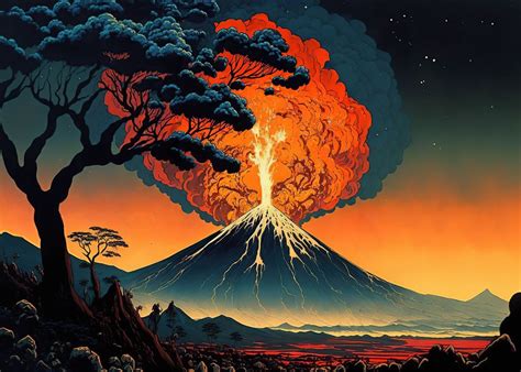 Volcano Landscape Poster By Dorthytoy Displate