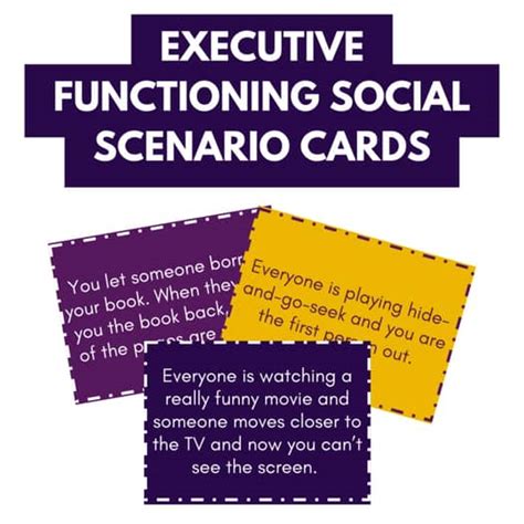 Free Printable Executive Functioning Social Scenario Cards Tpt