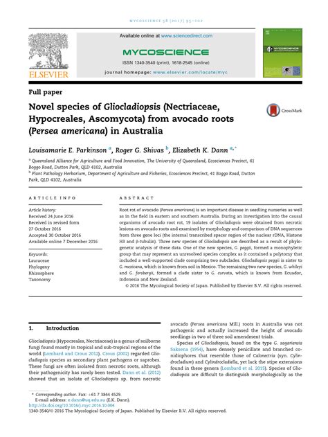 Novel Species Of Gliocladiopsis Nectriaceae Hypocreales Ascomycota