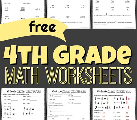 ️ Free Printable 4th Grade Math Worksheets Pdf