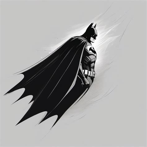 Drawing Of Batman With His Cape Blowing In The Wind