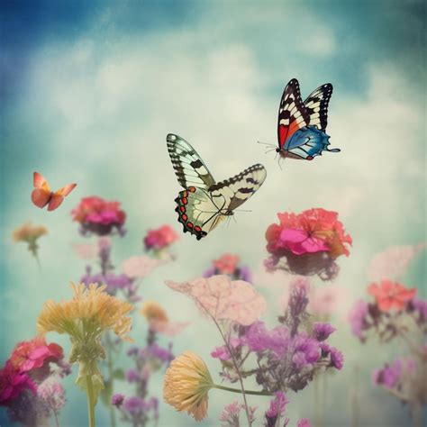 Butterflies Flying Together