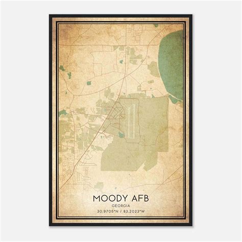 Vintage Moody Afb Georgia Map Poster Moody Afb Ga City Road Wall Art