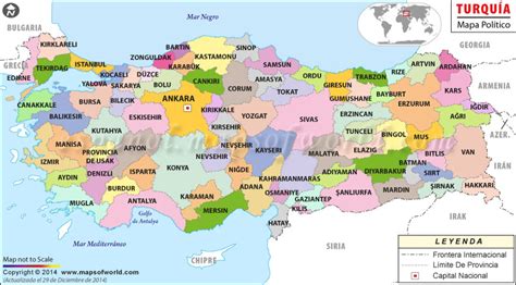 Mapa Politico Da Turquia Mapa Cor Política Leste Asiático Com