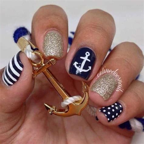 25 Nautical Nail Designs Anchors Stripes And Navy Blue