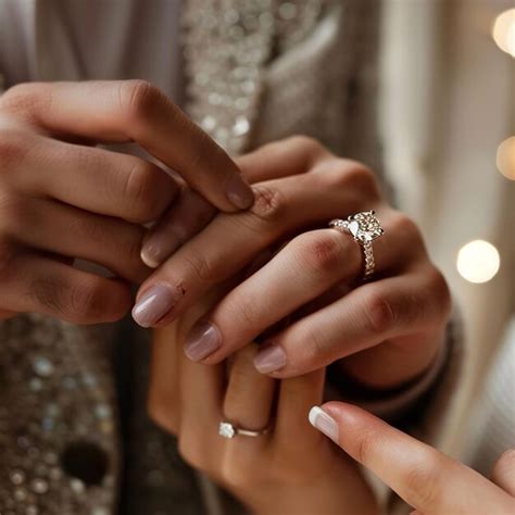 Man Putting Engagement Ring On Womans Finger Closeup Premium Ai Generated Image