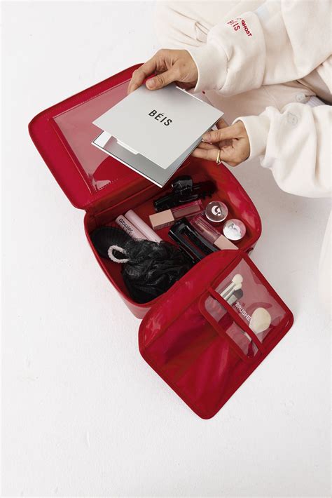 BÉis X Lonely Ghost The Cosmetic Case In Text Me Red Red Cosmetic Travel Case And Organizer