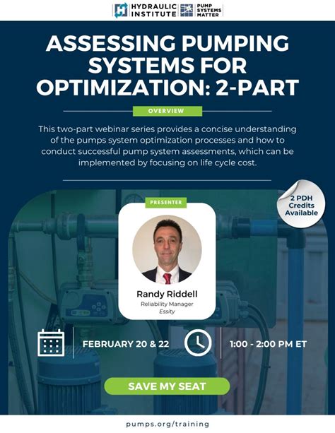 Assessing Pumping Systems For Optimization Kicks Off Today This Two