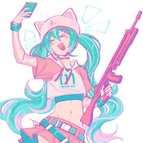 Hatsune Miku And Neko Hatsune Miku Vocaloid And 1 More Drawn By