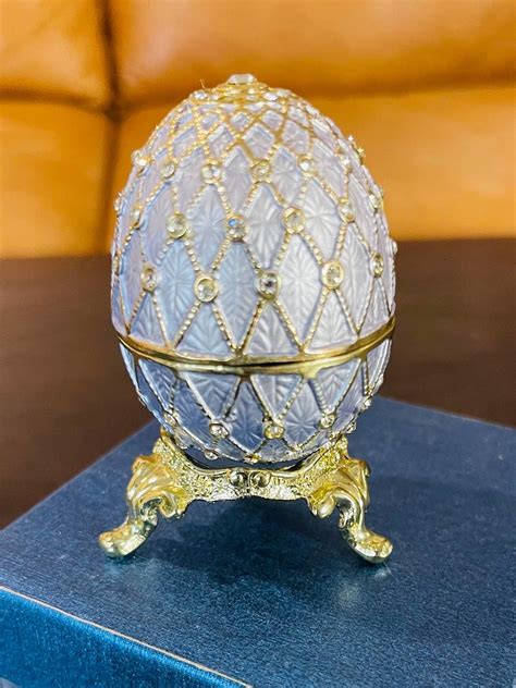 Elegant Periwinkle Faberge Egg Replica Decorative Trinket Box Etsy