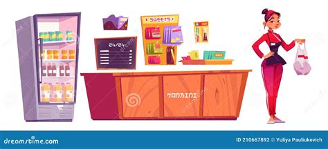 Konbini Japanese Convenience Store Interior Vector Illustration