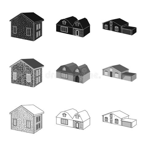 Vector Design Of Facade And Housing Sign Collection Of Facade And Infrastructure Stock Vector