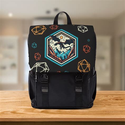 Unisex Dnd Shoulder Backpack With Art Deco D20 Dice Dungeon Master