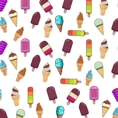 Premium Vector Assorted Ice Cream Seamless Pattern
