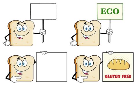 Smiling Toast Bread Character With Blank Boards And Gluten Free Label