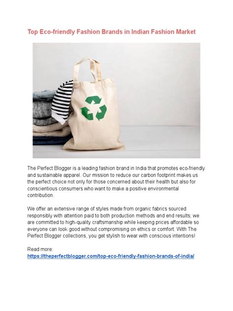Top Eco Friendly Fashion Brands In Indian Fashion Market Pdf
