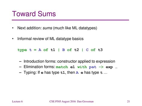 Csep505 Programming Languages Lecture 6 Types Types Types Ppt