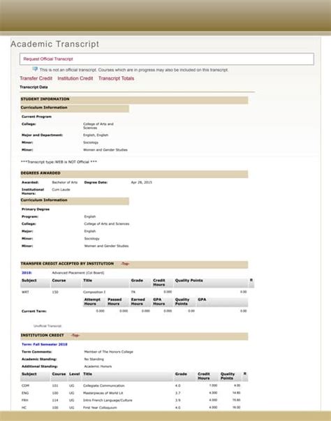 Parchment Official Transcript Pdf