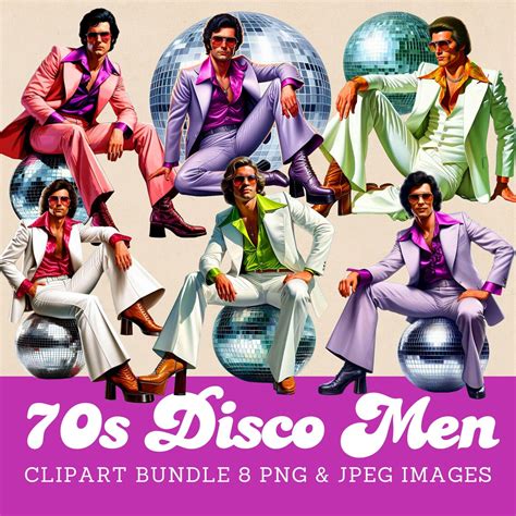 70s Disco Men Clip Art Bundle Retro Dancers Png And Jpeg Etsy