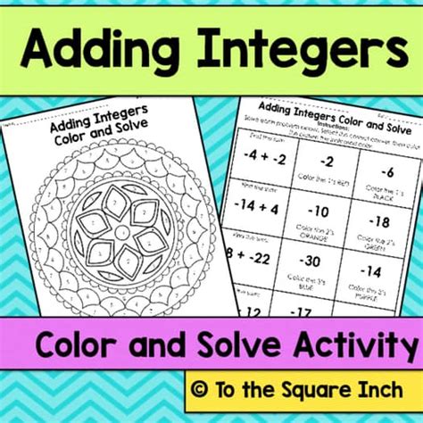 Adding Integers With Different Signs Color And Solve Tpt
