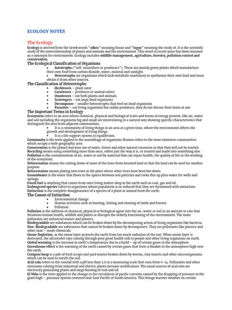 Ecology Notes Pdf Ecology Soil