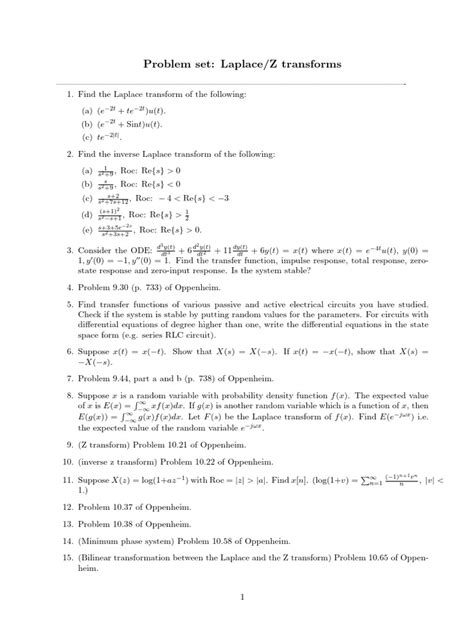 Problems Laplace Z Transform Pdf