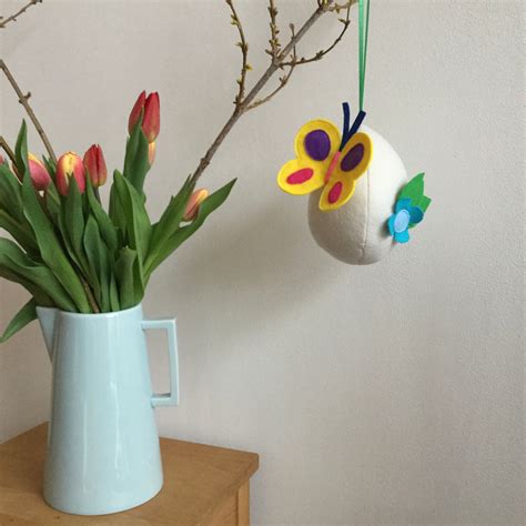 Easter Egg Sewing Pattern Felt Easter Egg Pendant With Butterfly Etsy