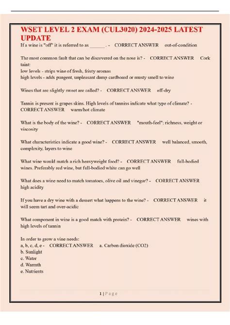 Wset Level 2 Exam Cul3020 Latest Update Wset Level 2 Stuvia Us